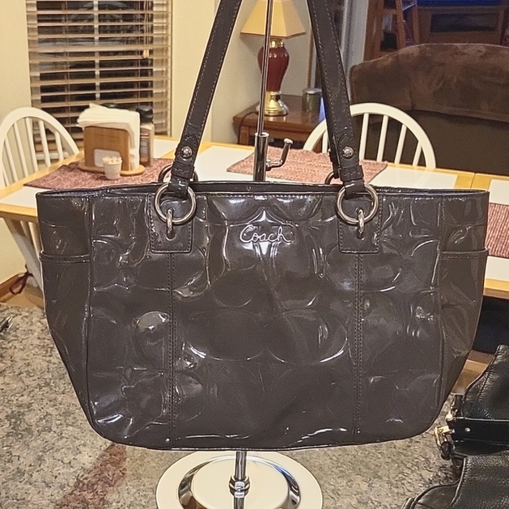 Coach Grey Patent Leather Purse - Gem
